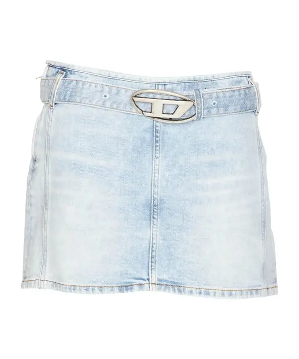 DIESEL® D-buckle Belted Denim Mini Skirt