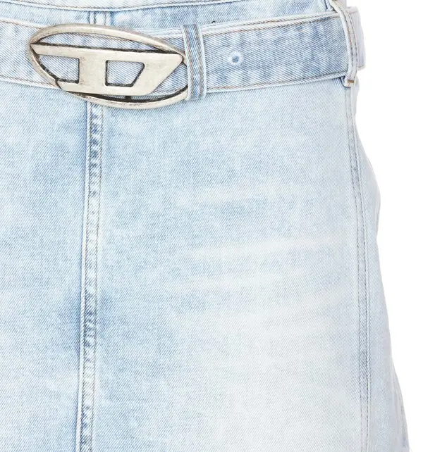 DIESEL® D-buckle Belted Denim Mini Skirt