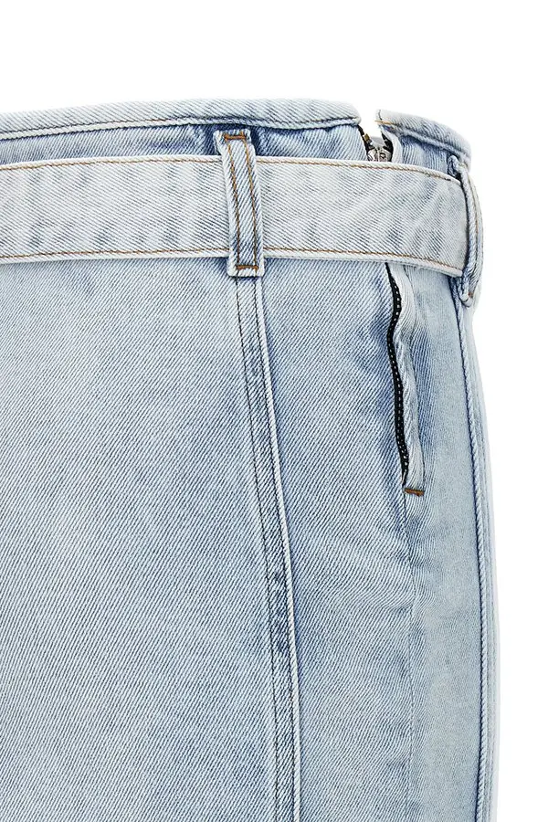 DIESEL® D-buckle Belted Denim Mini Skirt