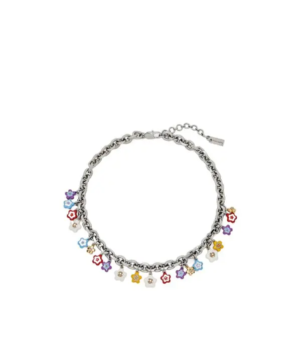 Marc Jacobs Wild Daisy Enamel Charm Necklace - Gray