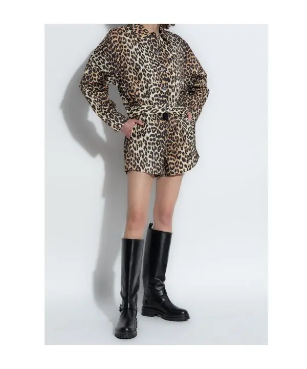GANNI Leopard Print Jacket - Beige