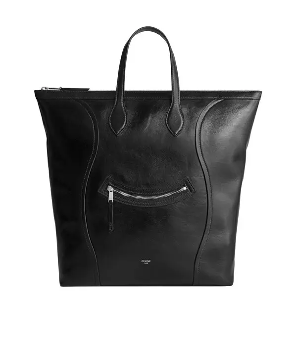 Celine Vertical Cabas Luggage In Shiny Calfskin - Black
