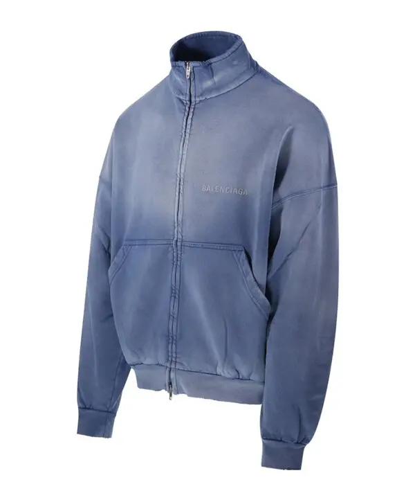 Balenciaga Distressed High Neck Zip-up Jacket