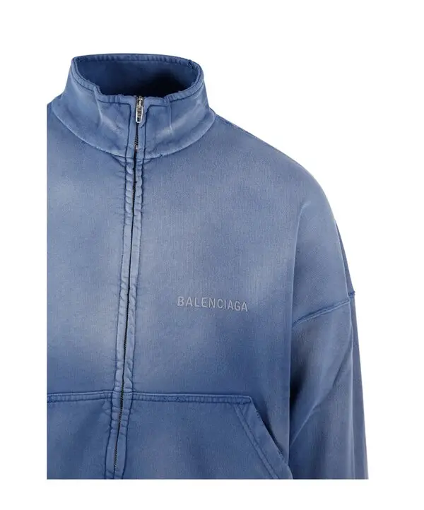 Balenciaga Distressed High Neck Zip-up Jacket