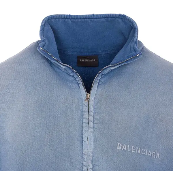 Balenciaga Distressed High Neck Zip-up Jacket