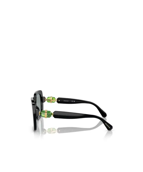SWAROVSKI Square Frame Sunglasses With Logo Embellishments - Gray