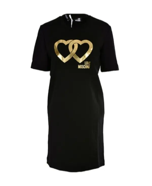 Moschino Printed Round Neck Short Sleeve Dress - Black