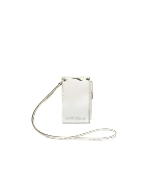 Palm Angels Logo Debossed Neck Strap Cardholder - Silver