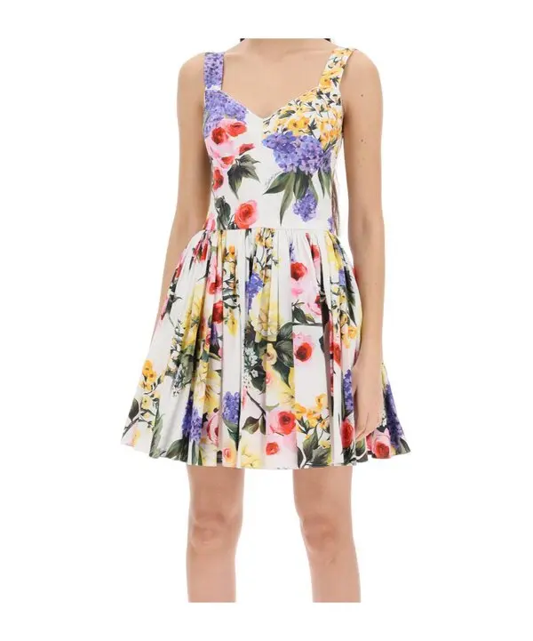 Dolce & Gabbana Garden Floral Print Mini Corset Dress