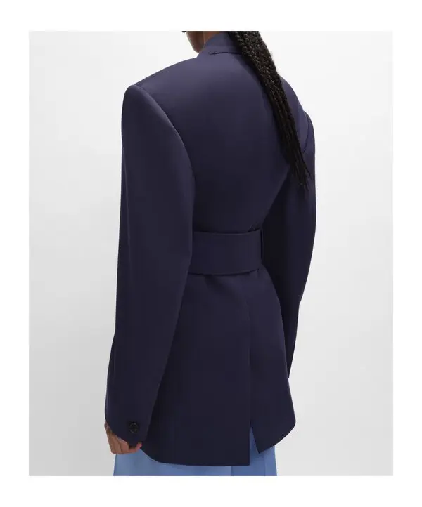 Celine Colonnne Jacket In Grain De Poudre Wool - Navy