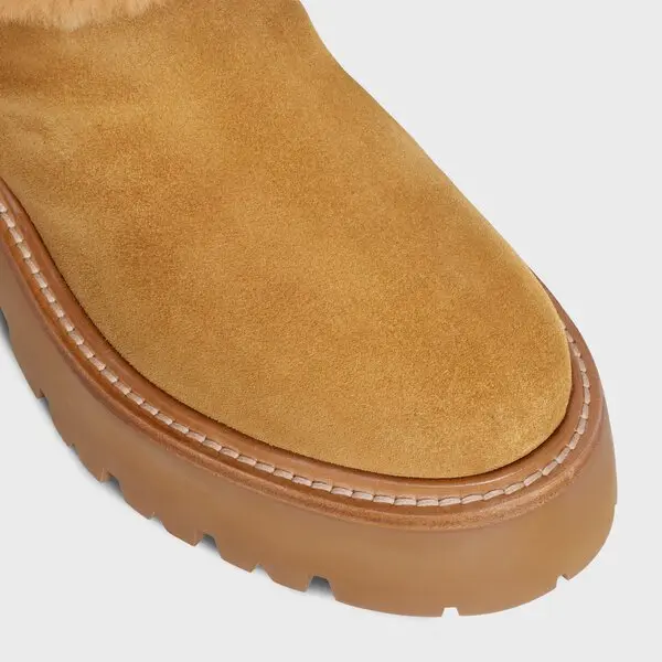 Celine Suede And Shearling Cropped Boot With Triomphe Tassels