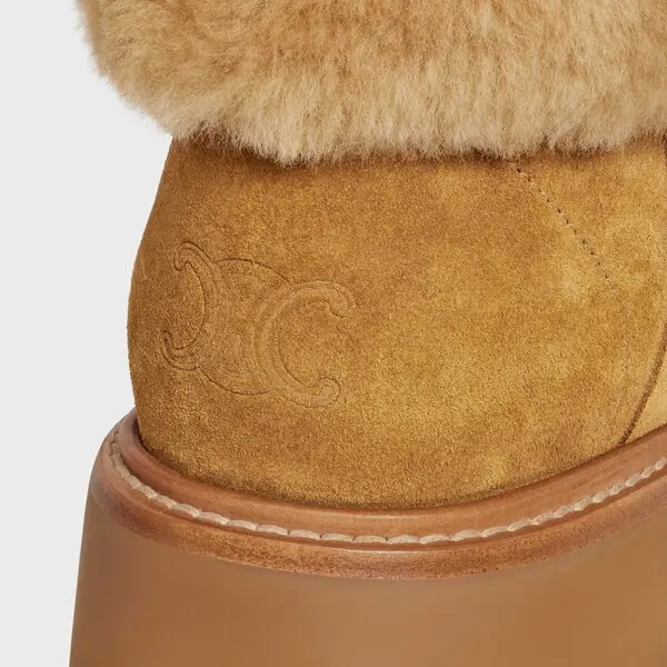 Celine Suede And Shearling Cropped Boot With Triomphe Tassels