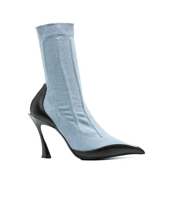 MUGLER 95mm Denim Boots - Blue/black