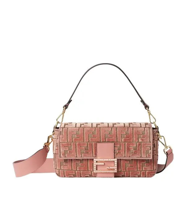 Fendi Baguette Ff Jacquard Shoulder Bag - Pink
