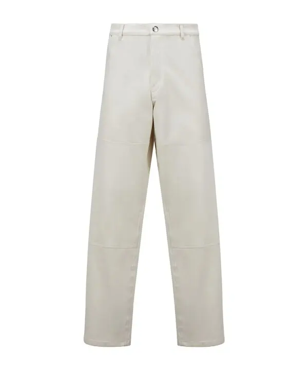 Moncler Straight Leg Trousers With Logo Patch