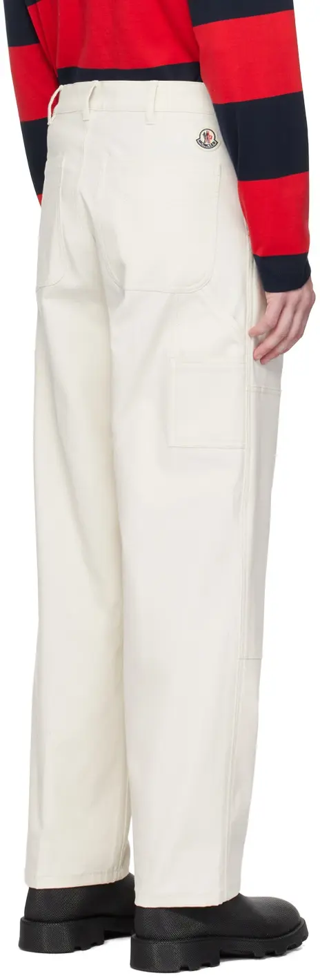 Moncler Straight Leg Trousers With Logo Patch