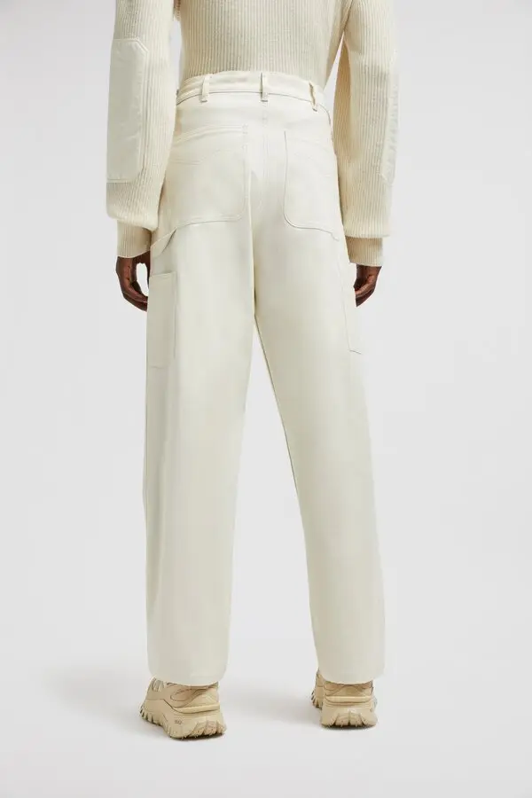 Moncler Straight Leg Trousers With Logo Patch