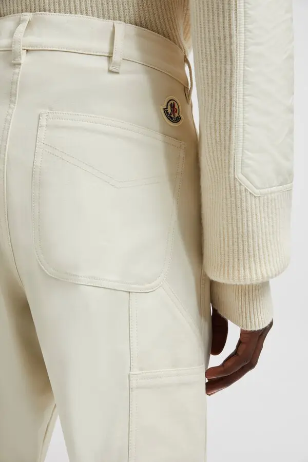 Moncler Straight Leg Trousers With Logo Patch