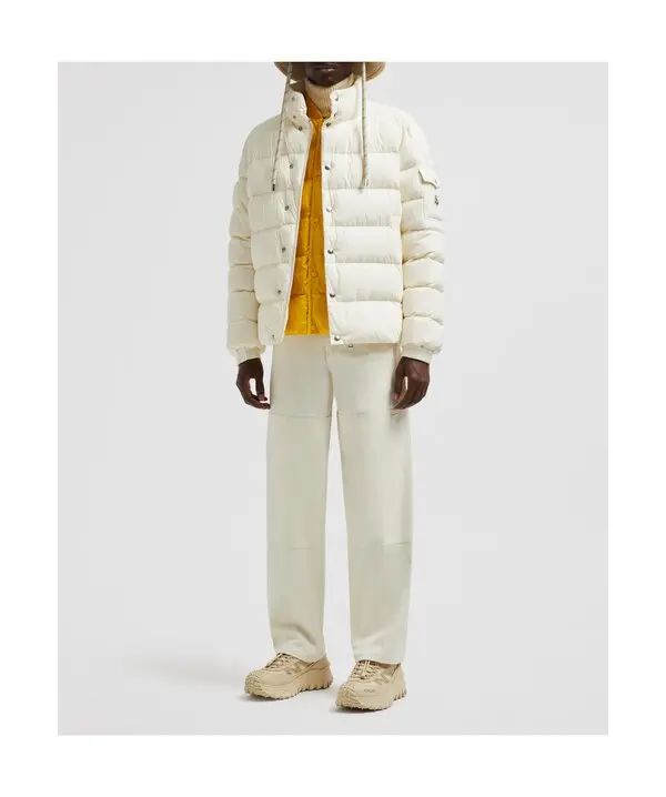 Moncler Straight Leg Trousers With Logo Patch