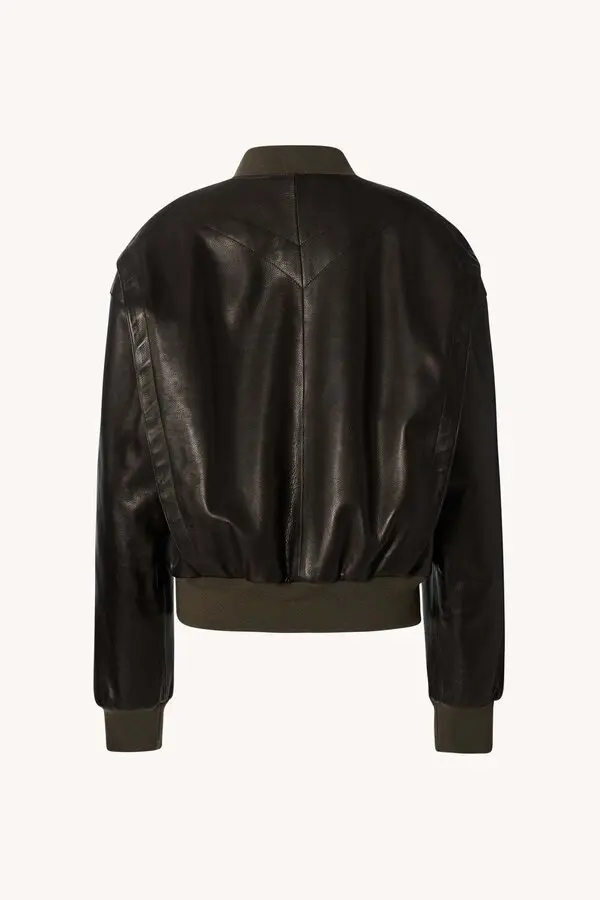 THE ROW Morisel Leather Bomber Jacket - Brown