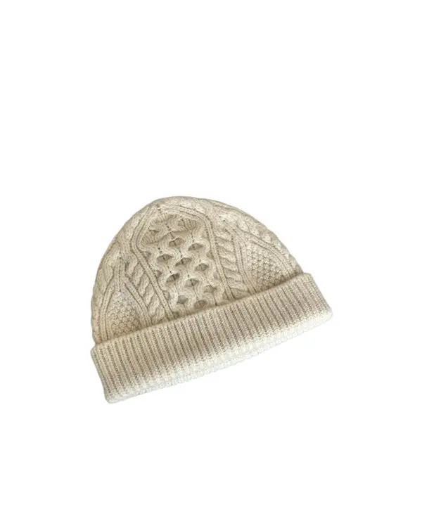 Loro Piana Cable Knit Beanie - Nude