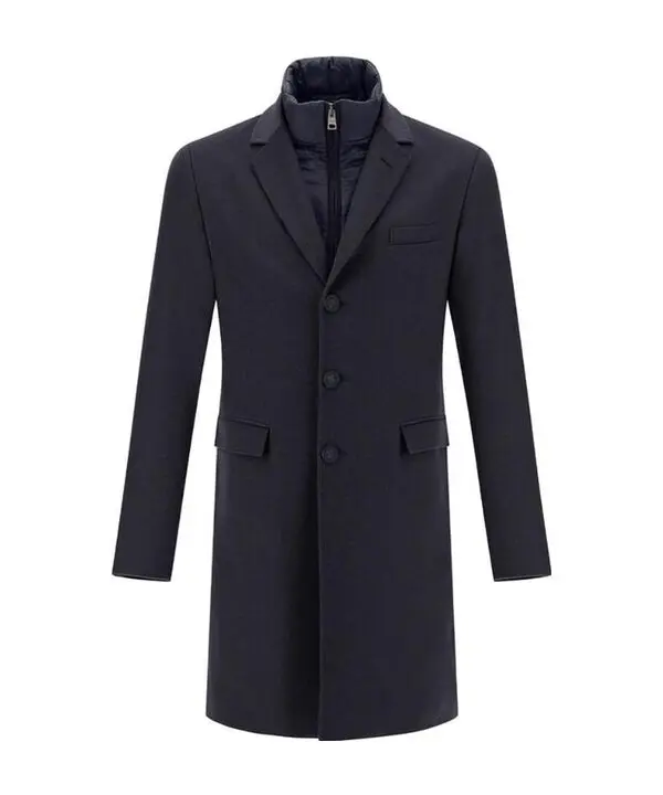 Herno Single-breasted Layered Coat - Black
