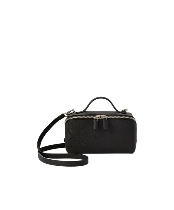 VALEXTRA V-line Crossbody Vanity Bag - Black