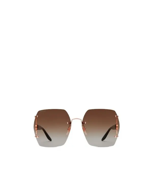 Gucci Geometric Rimless Sunglasses - Brown