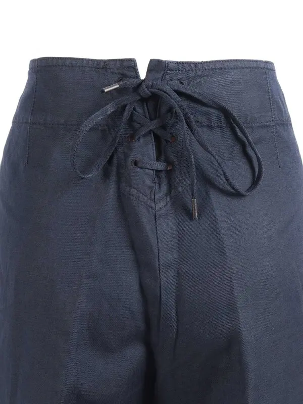 Aspesi High-waisted Straight-leg Trousers With Drawstring Detail
