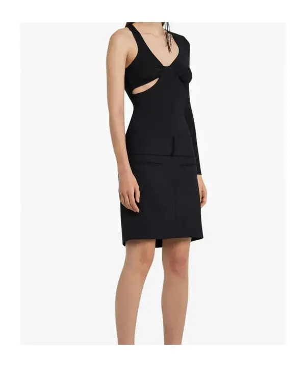 COURREGES Asymmetrical Long Sleeve Twist Detail Top