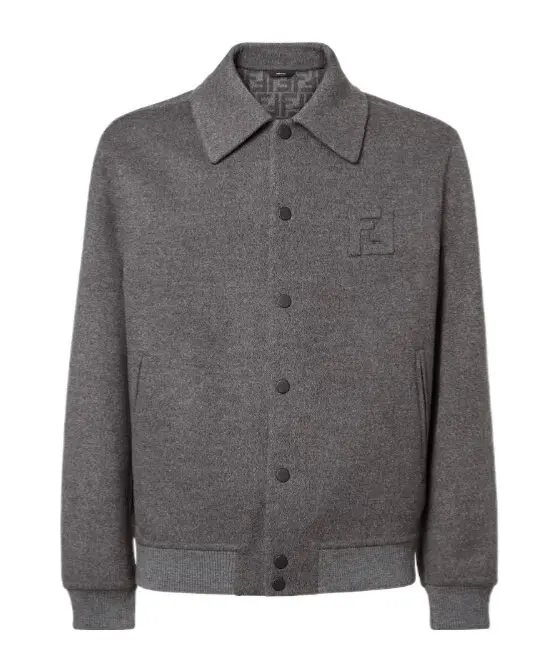 Fendi Single-breasted Jacket With Embossed Ff Detail - Grey