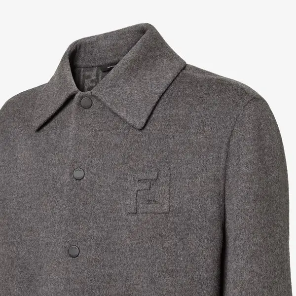 Fendi Single-breasted Jacket With Embossed Ff Detail - Grey