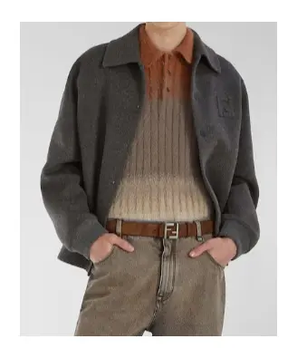 Fendi Single-breasted Jacket With Embossed Ff Detail - Grey