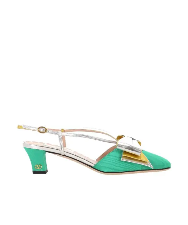 Valentino Garavani Round Toe Bow Detail Low Heel Slingbacks