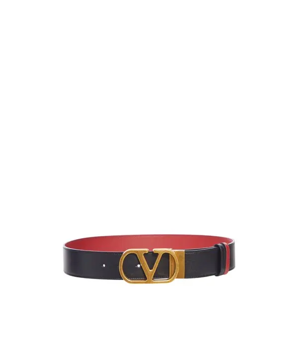 Valentino Garavani Vlogo Leather Belt - Black