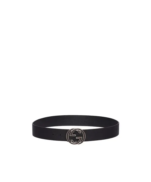 Gucci Reversible Leather Belt With Interlocking G Buckle - Brown-black