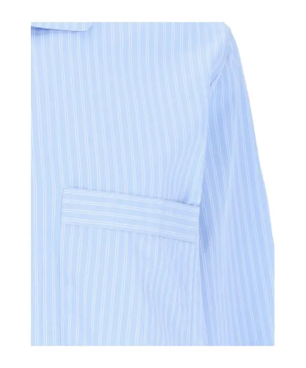 TEKLA Long Sleeved Pinstriped Poplin Pajama Shirt