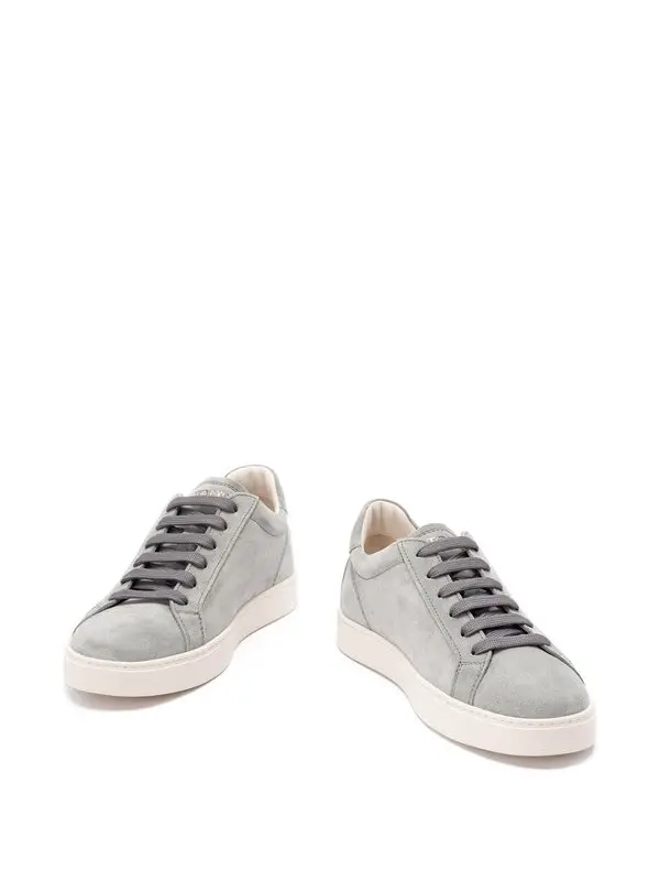 TOD'S Round Toe Logo Detail Lace-up Sneakers - Gray