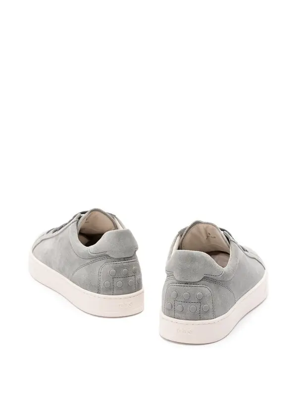 TOD'S Round Toe Logo Detail Lace-up Sneakers - Gray