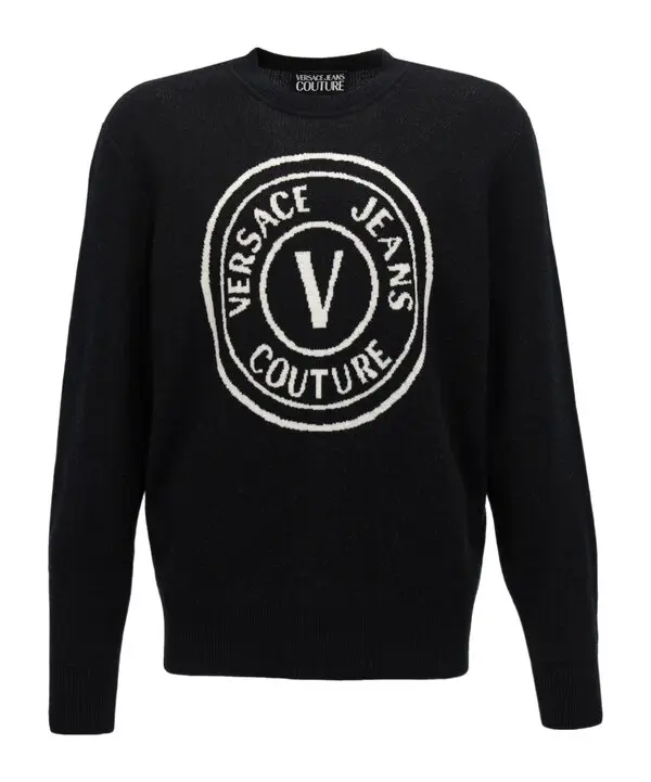 Versace V-emblem Crewneck Jumper - White/black