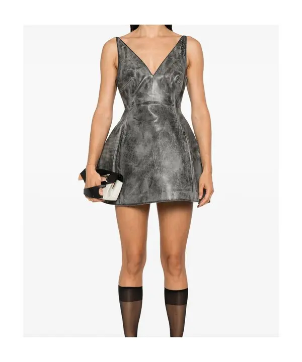 Marni Flared Mini Dress With V-necks - Black