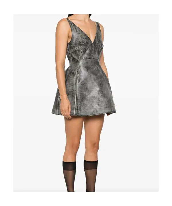 Marni Flared Mini Dress With V-necks - Black
