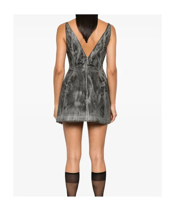 Marni Flared Mini Dress With V-necks - Black