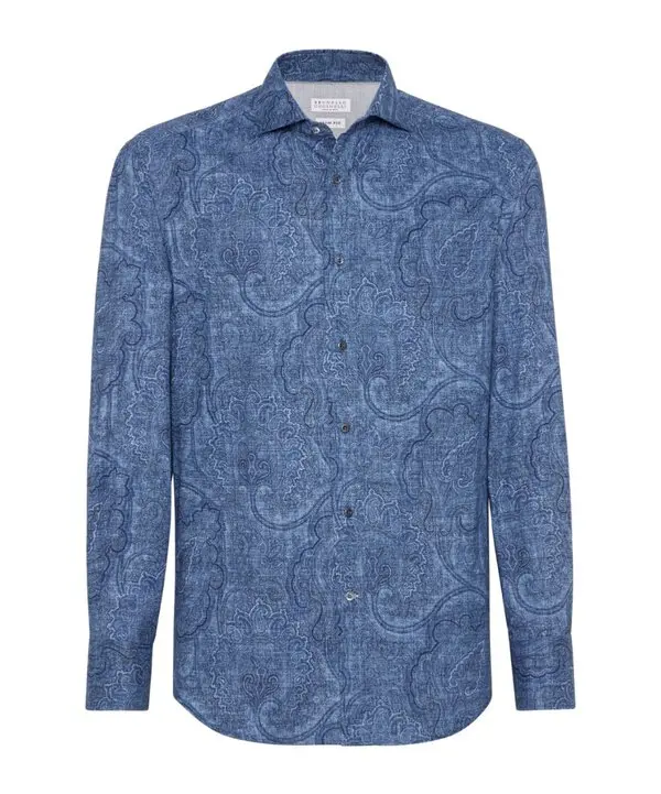 Brunello Cucinelli Patterned Jacquard Buttoned Shirt
