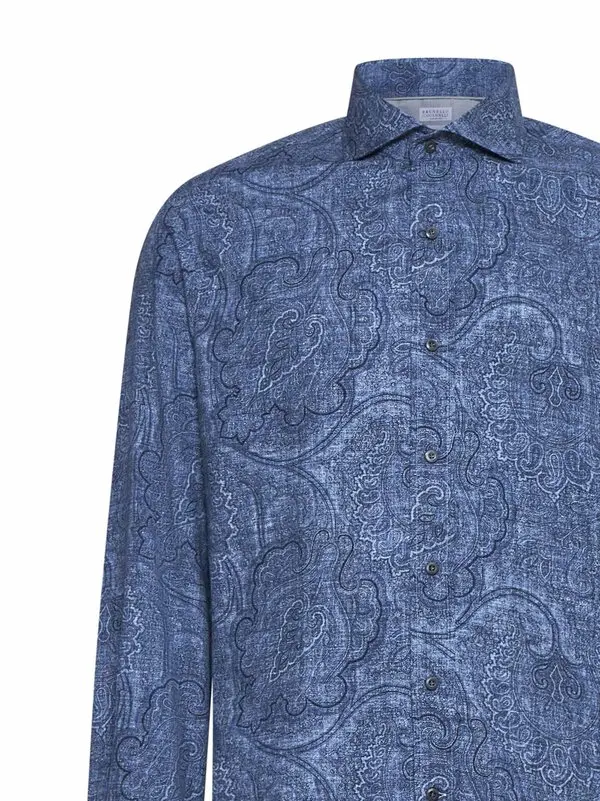 Brunello Cucinelli Patterned Jacquard Buttoned Shirt