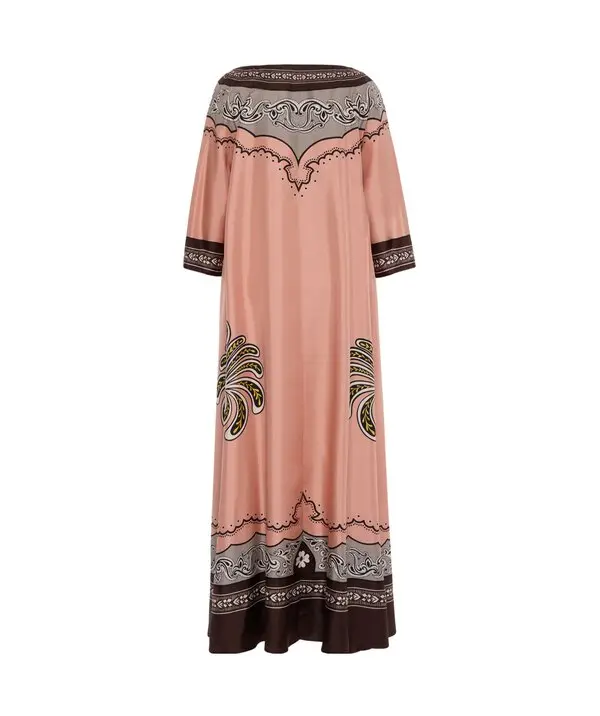 La DoubleJ Muumuu Maxi Dress With V-neck And Quarter Sleeves - Light Pink