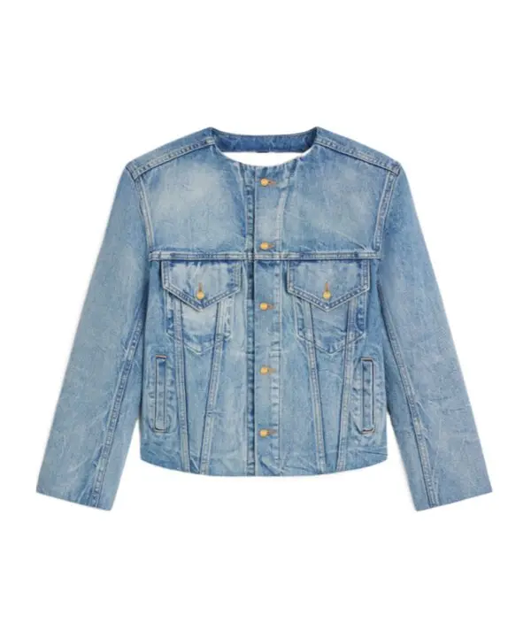 Celine Classic Fit Denim Jacket With Triomphe Buttons - No