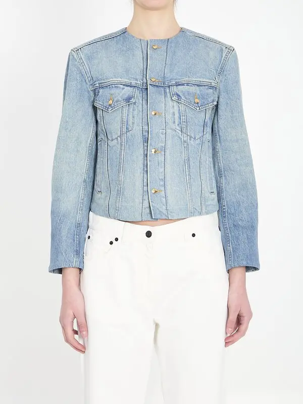 Celine Classic Fit Denim Jacket With Triomphe Buttons - No