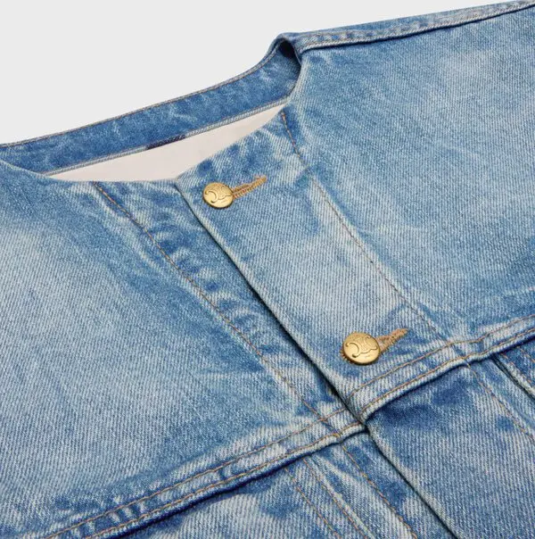 Celine Classic Fit Denim Jacket With Triomphe Buttons - No