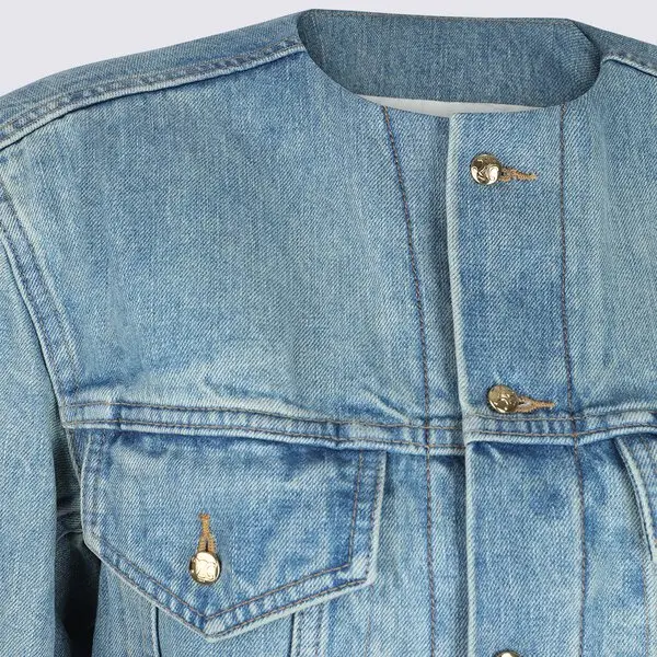 Celine Classic Fit Denim Jacket With Triomphe Buttons - No